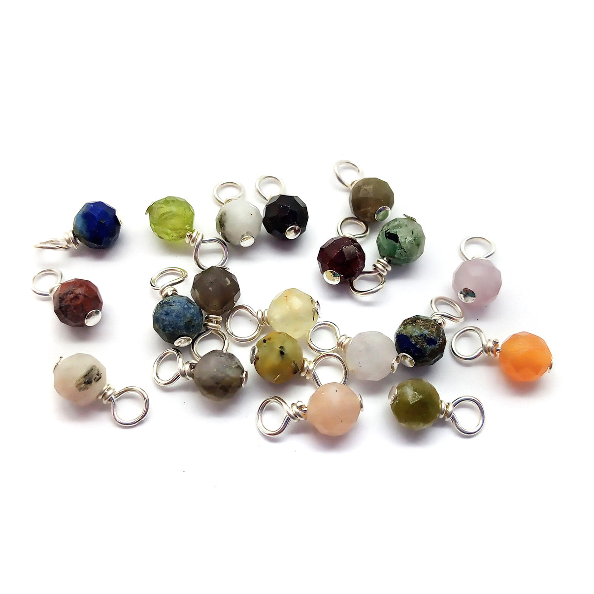Tiny Gemstone Dangles, 20 piece Mix of Varied Stone Charms made from 4 ...